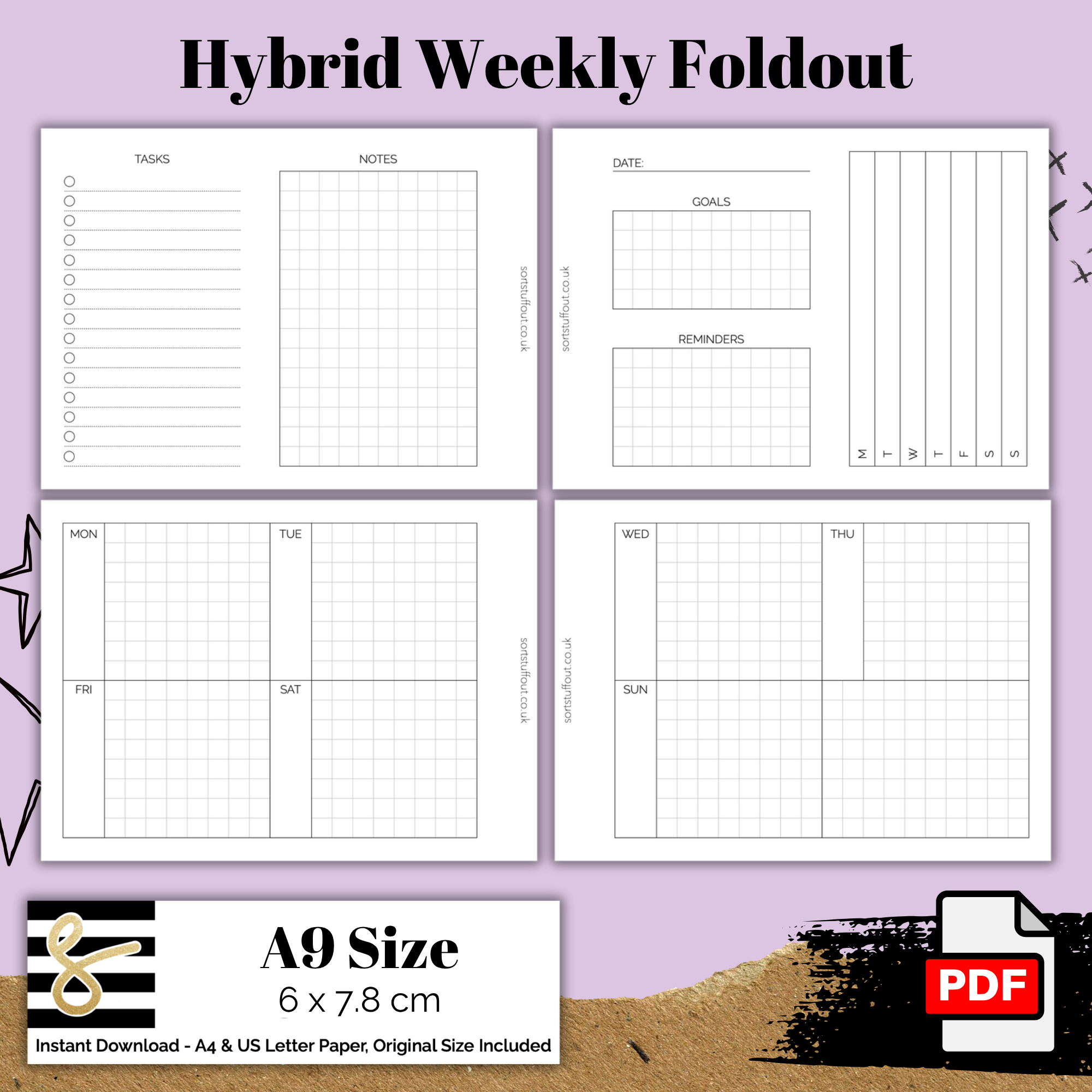 Hybrid Weekly Foldout - A9 Printable Insert for 3 Ring Planners – Sort ...