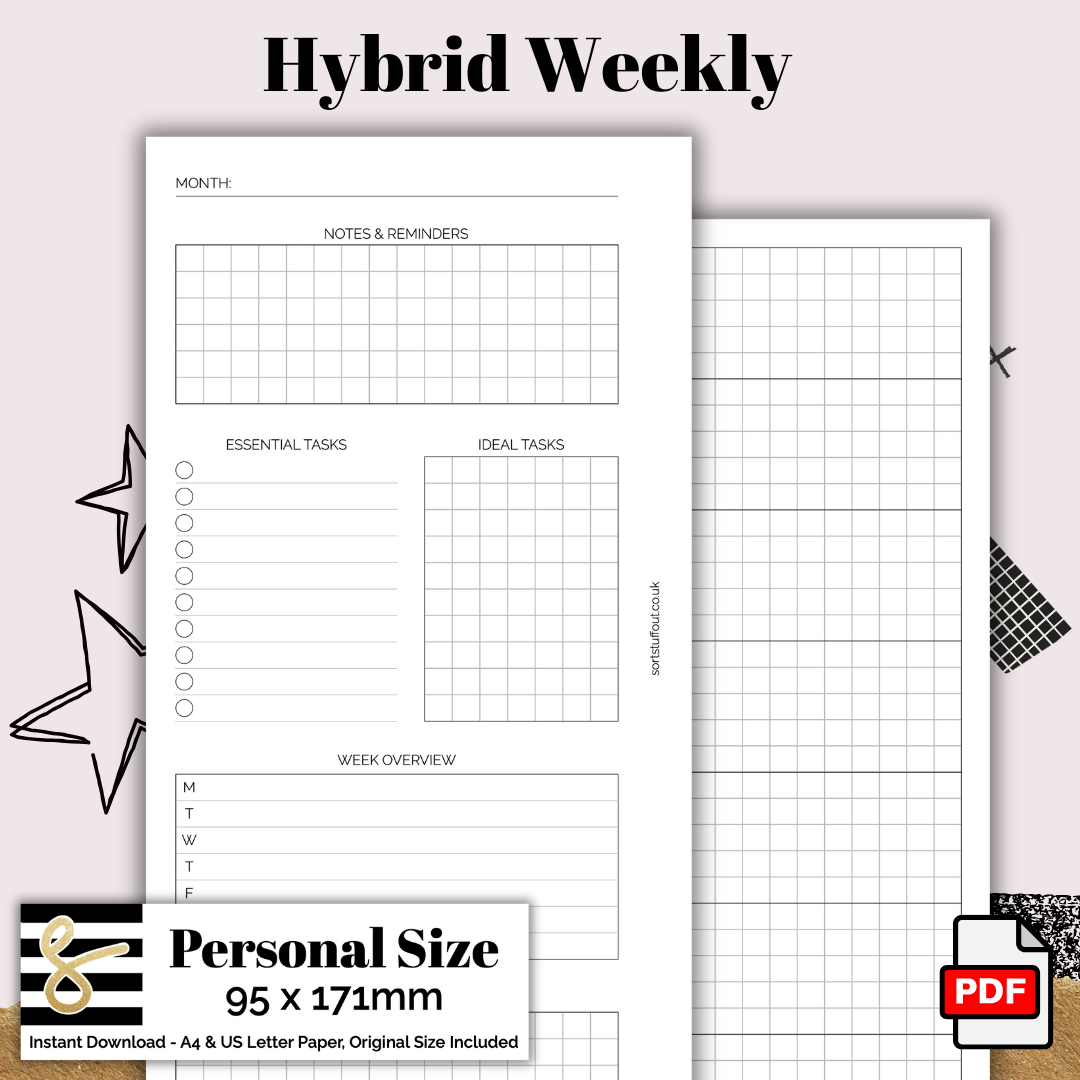 Personal Hybrid Weekly Printable PDF - Instant Download - Disc or Ring ...