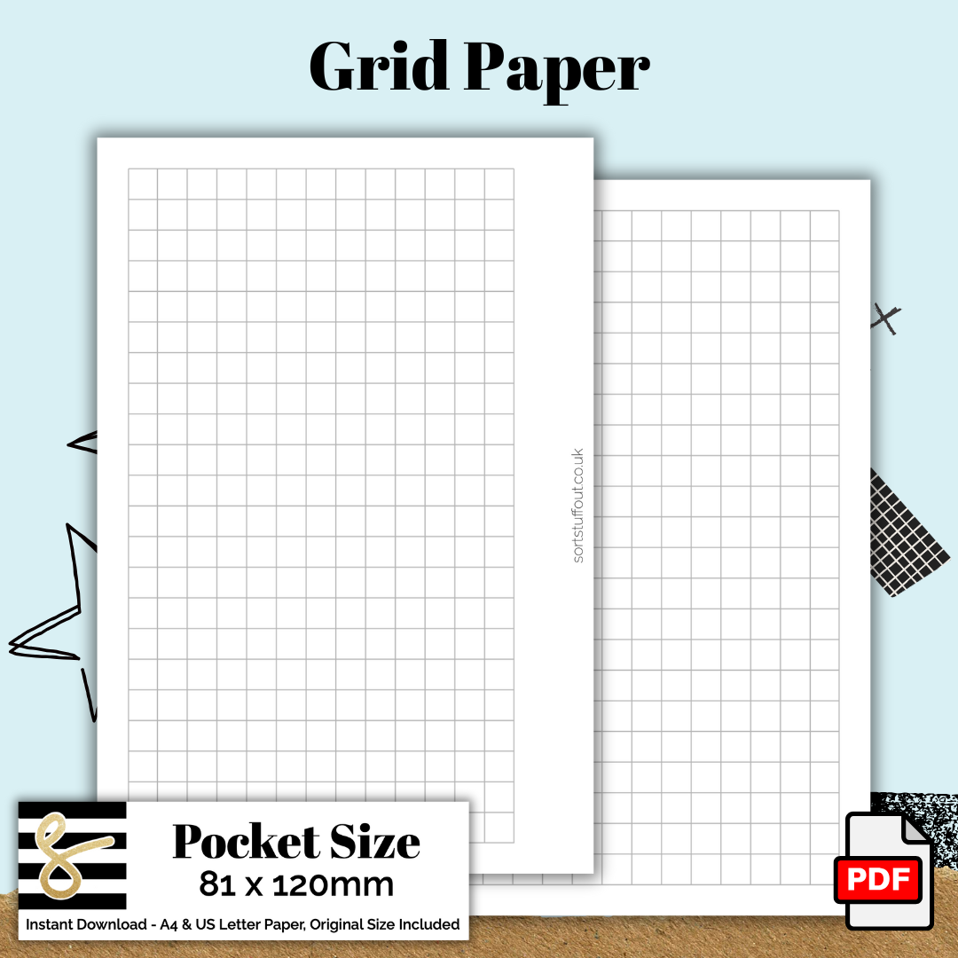 Pocket Grid Paper Printable PDF - Instant Download - Disc or Rings - P ...