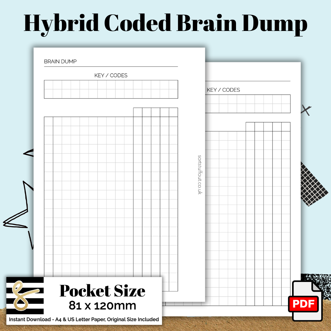 Pocket Hybrid Coded Brain Dump Printable PDF - Instant Download - Disc ...