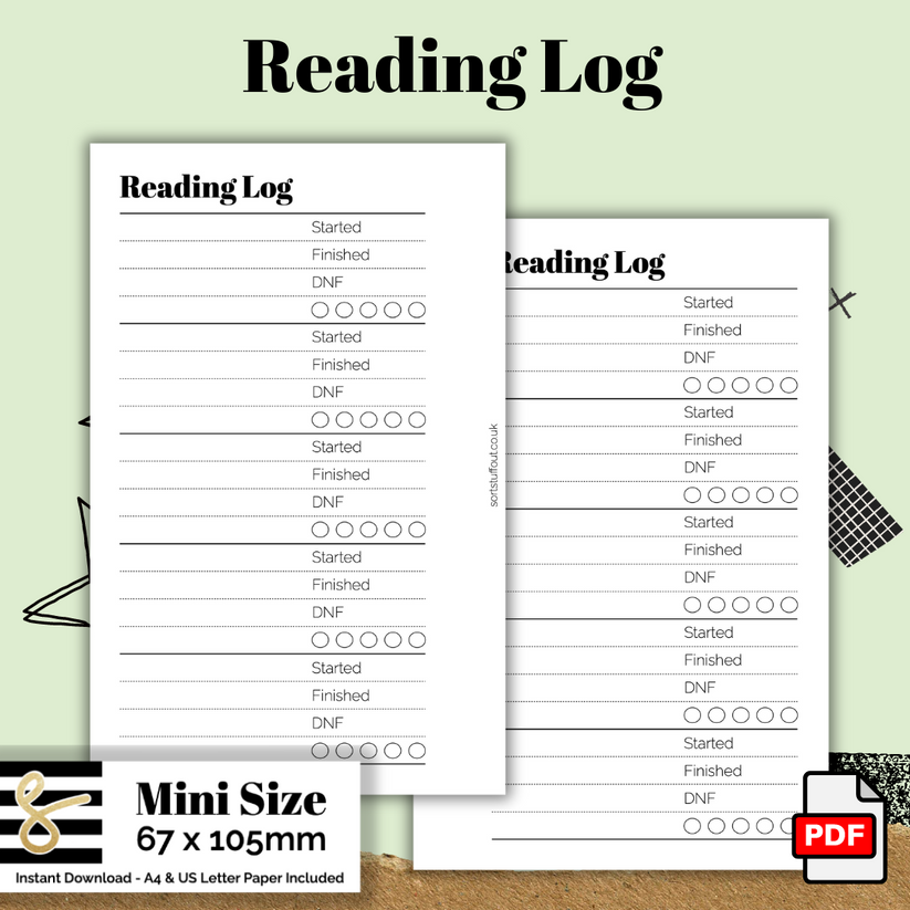 Reading Log - Mini Size - Free Printable – Sort Stuff Out