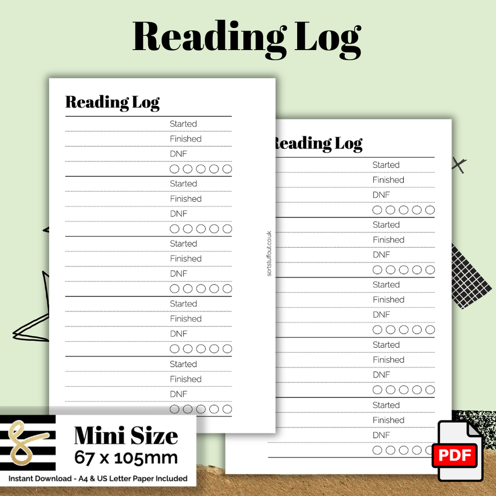 Reading Log - Mini Size - Free Printable – Sort Stuff Out